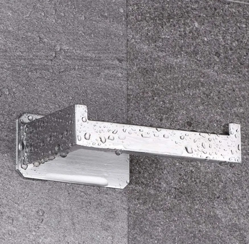 Nerezový samolepicí držák na toaletní papír, stříbrný, 14x7,5x9,5 cm