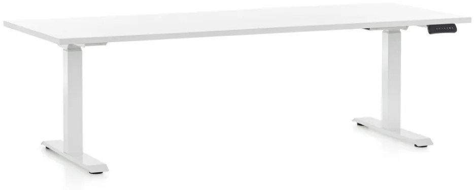 Výškově nastavitelný stůl OfficeTech C, 200 x 80 cm - bílá podnož Barva: Ořech