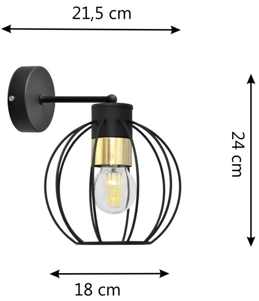 Nástěnná lampa STARLIGHT 1xE27/15W/230V černá/zlatá