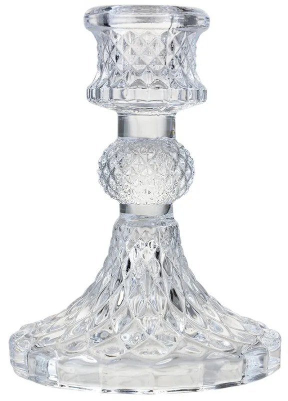 Skleněný transparentní svícen - Ø 8*11 cm