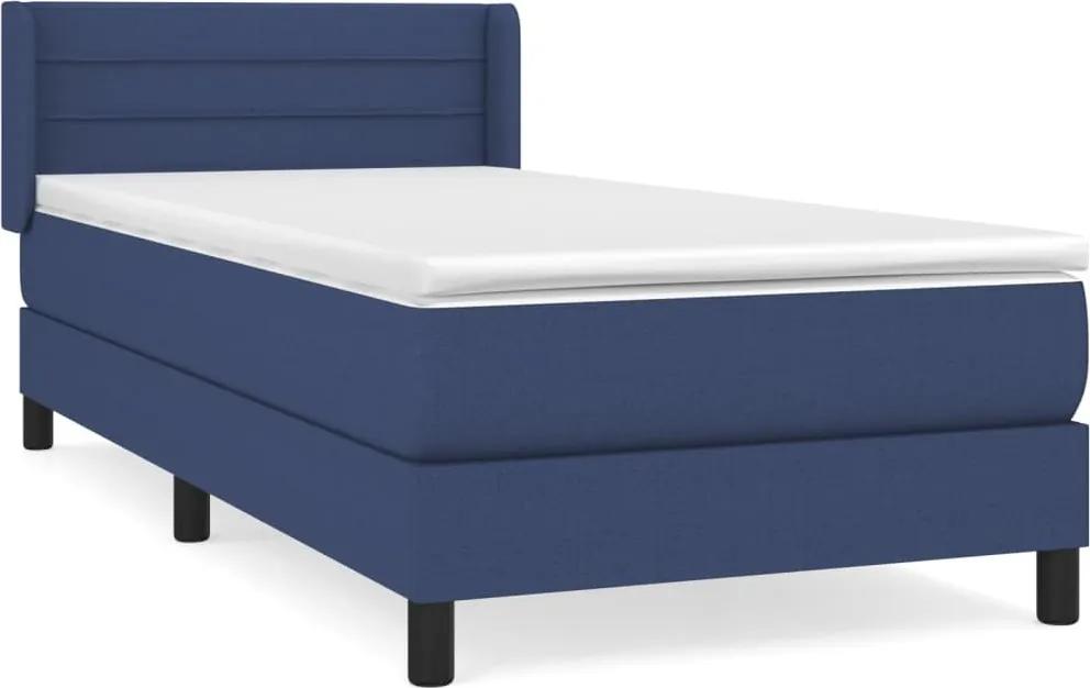 vidaXL Box spring postel s matrací 90x200 cm textil [3129767] Barva: Modrá