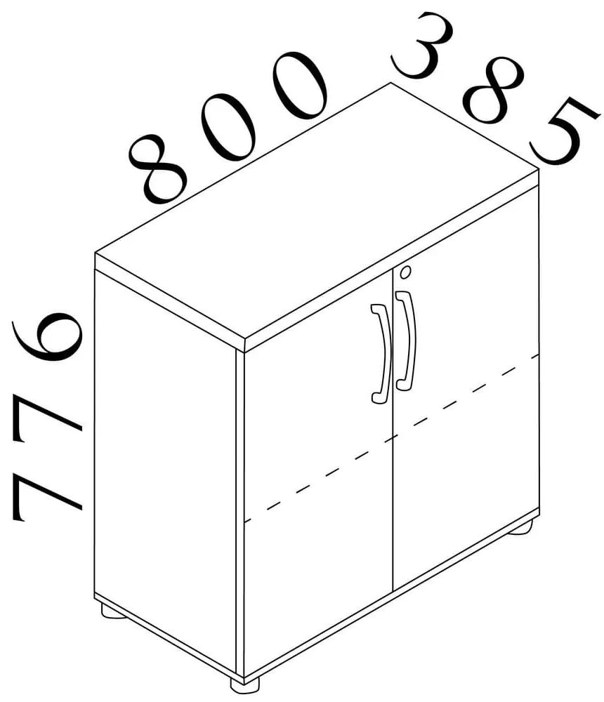 Rauman Nízká skříň Visio LUX s dvířky 80x38,5x76 cm Barva: Dub