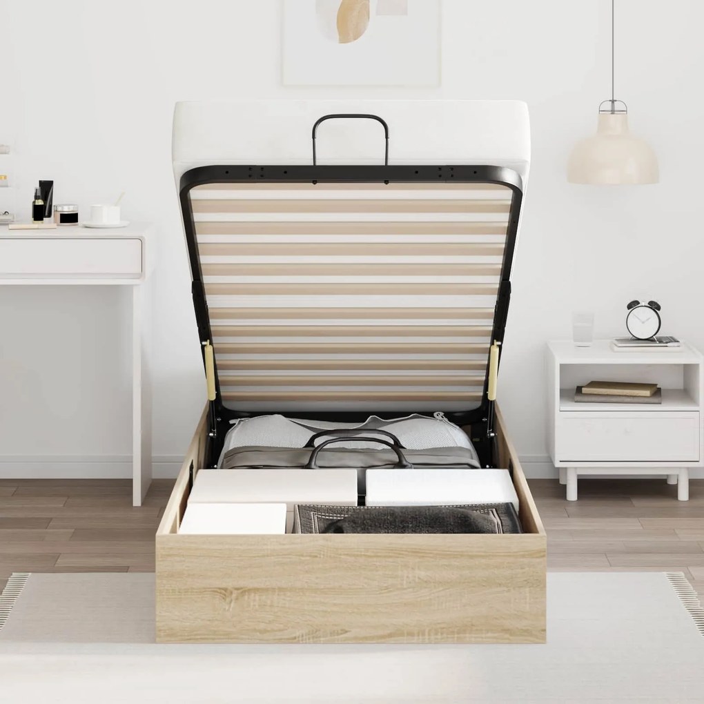 Ottoman postel Sonoma dub 203 x 90 x 25 cm Dřevěný materiál 3409255