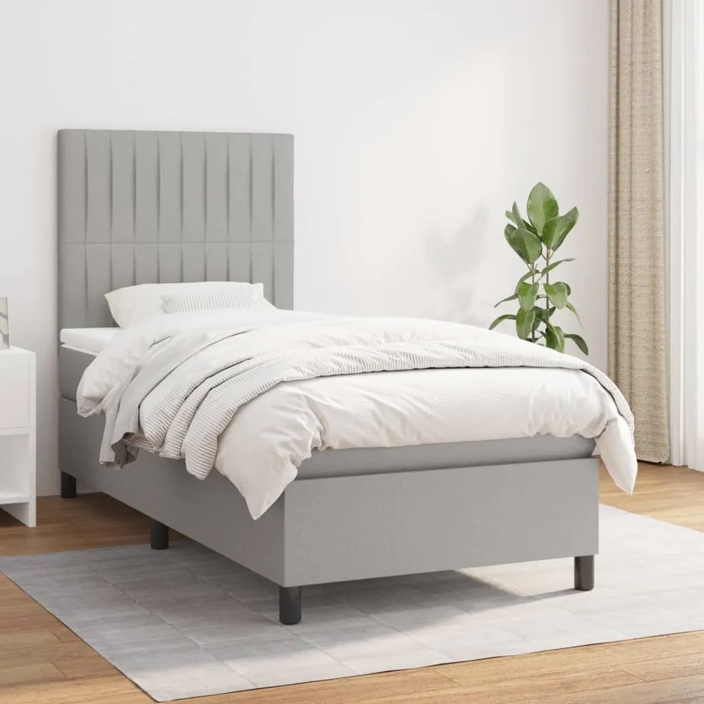 Box spring postel s matrací světle šedá 80 x 200 cm textil 3141889