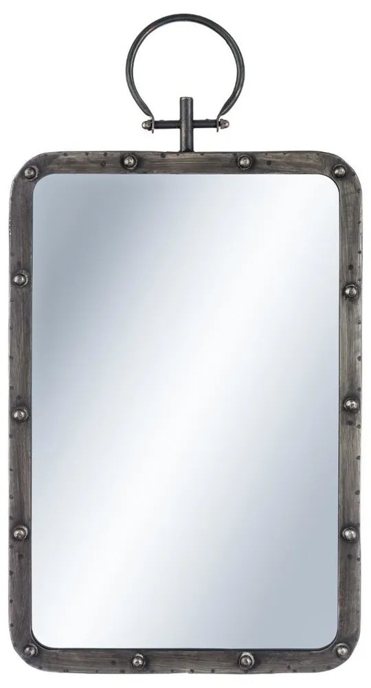 Zrcadlo nástěnné s přívěskem, kovové zrcadlo, obdélníkové zrcadlo 48x32cm