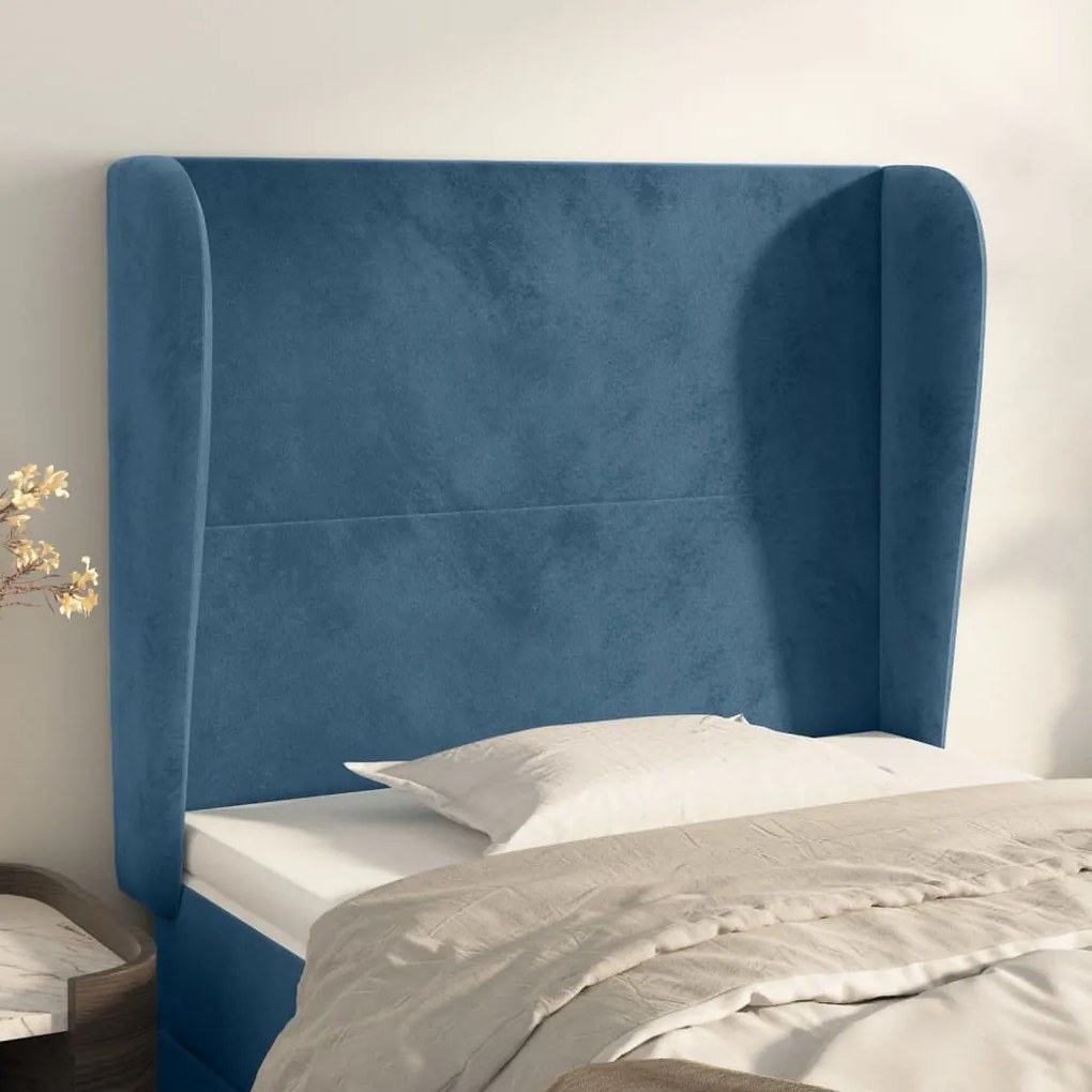 Čelo postele typu ušák tmavě hnědé 103x23x118/128 cm textil 3117722