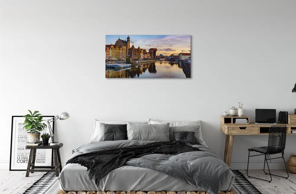 Obrazy na plátně Port of Gdańsk řeky svítání 100x50 cm