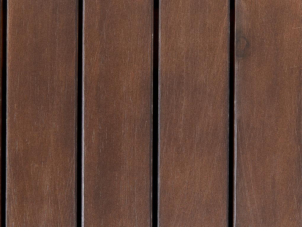 Zahradní lavice z akátového dřeva s úložným prostorem 120 cm tmavá/krémový polštář SOVANA Beliani