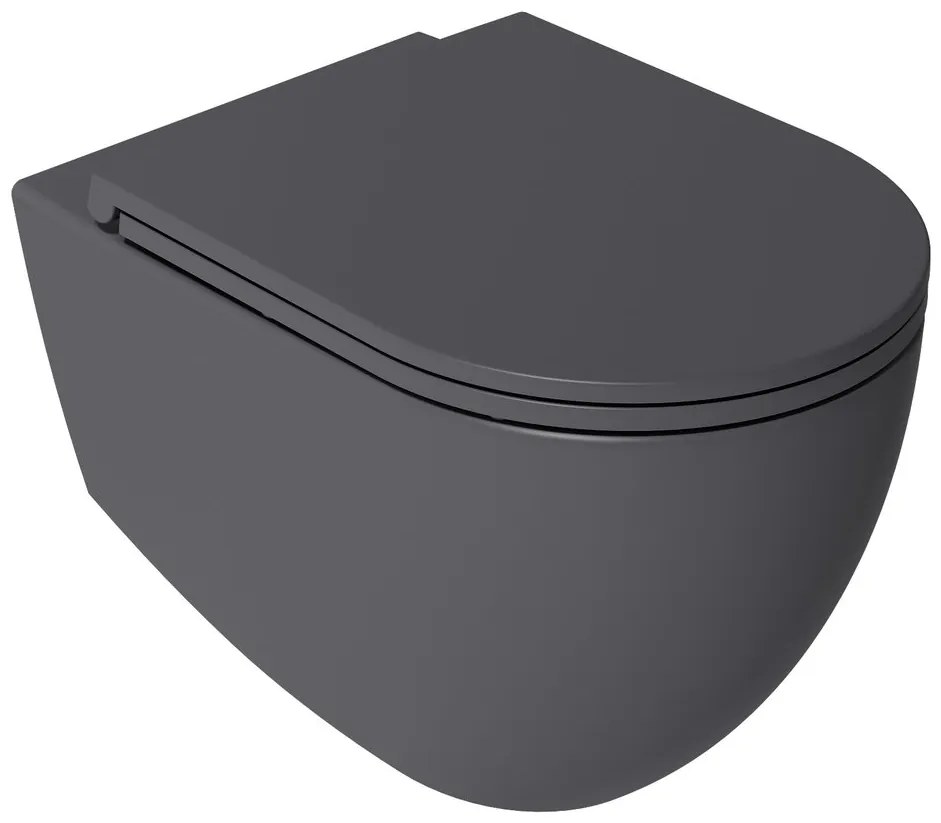 Isvea Isvea, INFINITY závěsná WC mísa, Rimless, 36,5x53cm, antracit, 10NF02004-2C