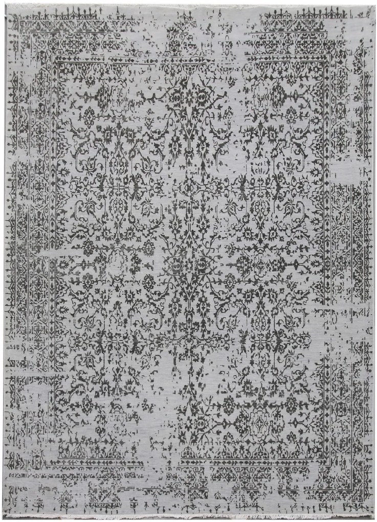 Diamond Carpets India, Ručně vázaný kusový koberec Diamond DC-JK 1 silver/black, 140x200, šedá, chodba / předsíň