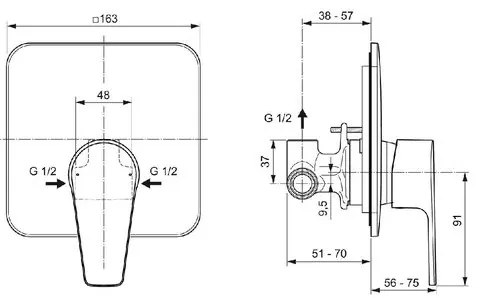 Ideal Standard Cerafine D Podomítková sprchová baterie s tělesem, chrom A7188AA