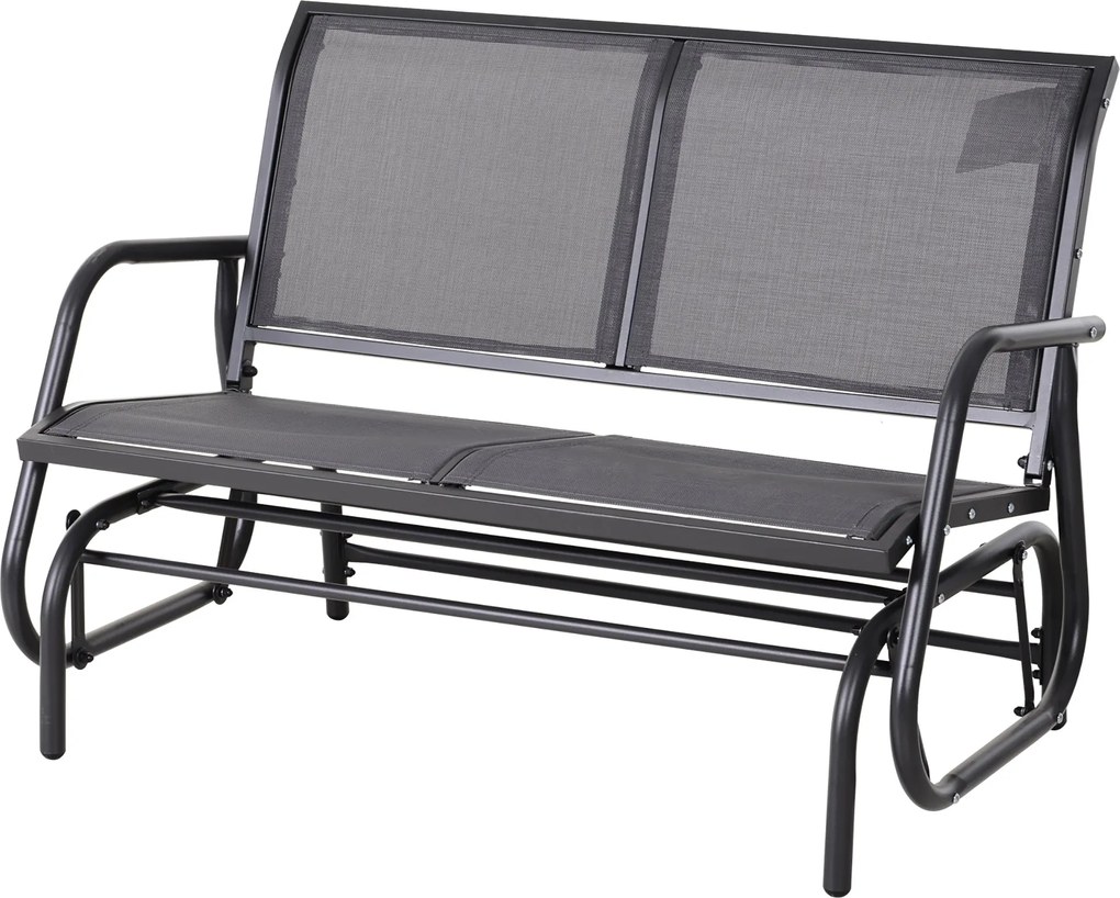 Outsunny Zahradní Houpací Lavice pro 2 Osoby s Houpacím Mechanismem, Vyrobená z Kovové Konstrukce, Nosnost až 200 kg, Zahradní Nábytek pro Zahradu, Te