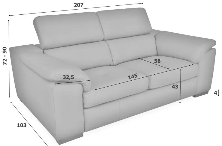 Moderní kožená pohovka LOREN II (3P), hnědá (madras - 111 bark)