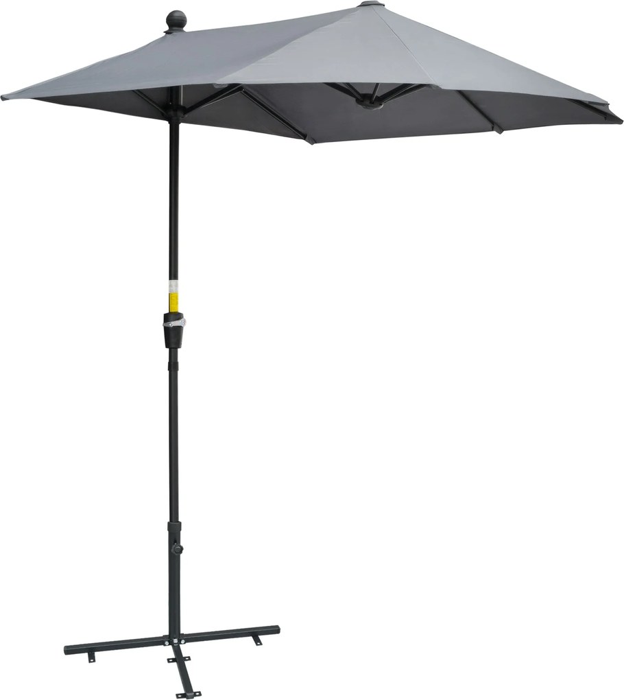 Outsunny 2 x 2 m Polokruhový Sluneční Umbrella na Balkon se Stojanem, Voděodolný pro Zahrady, Terasy, Dvorky, 100% Polyester, Tmavě Šedá | Aosom