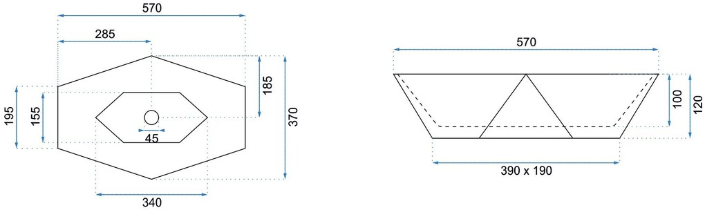 Keramické umyvadlo na desku REA VEGAS STONE šedý mramor lesk