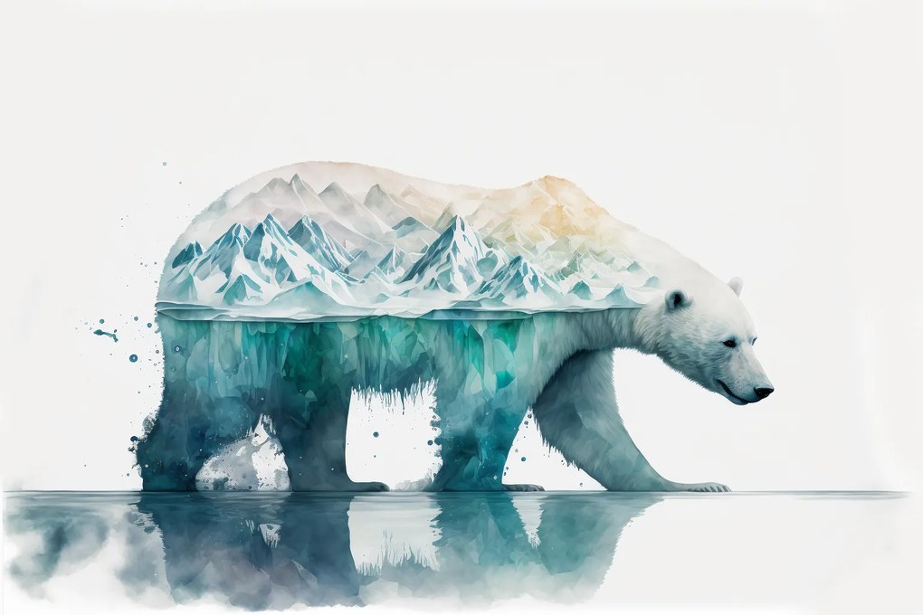 Obraz na plátně - Polární medvěd, ledovec FeelHappy.cz Velikost obrazu: 180 x 120 cm