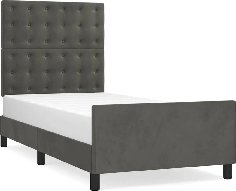 Rám postele bez matrace tmavě šedý 90 x 200 cm samet 3125978