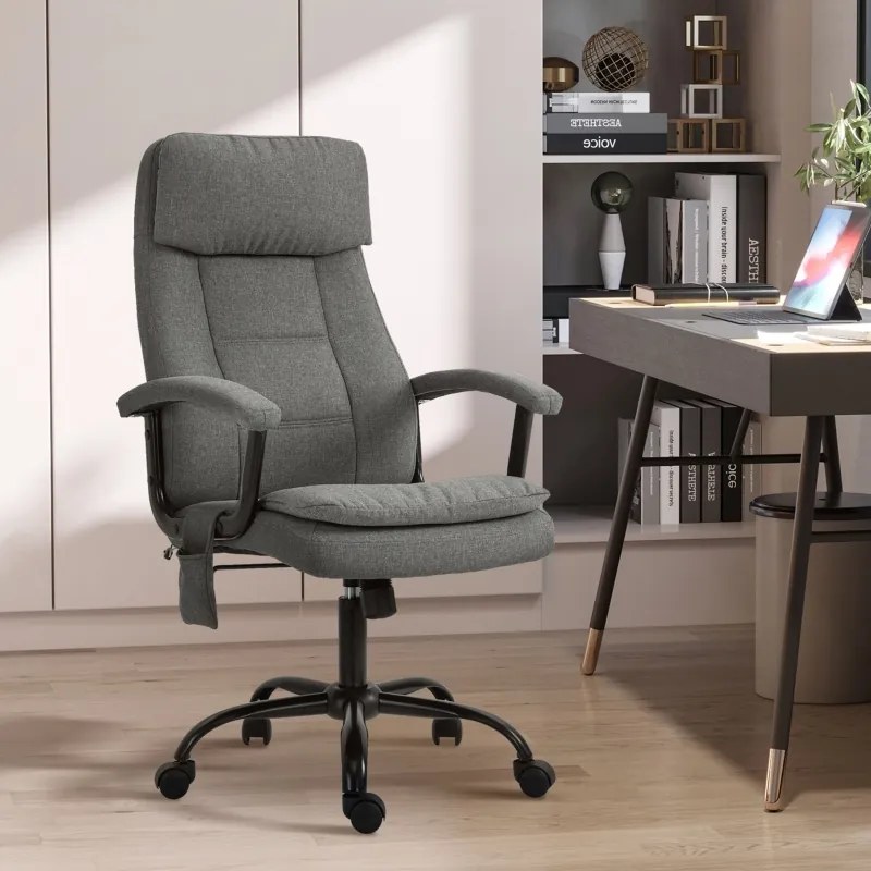 Vinsetto Masážní kancelářská výškově nastavitelná otočná židle, ergonomická, šedá 63 x 70 x 112-121 cm 921-308