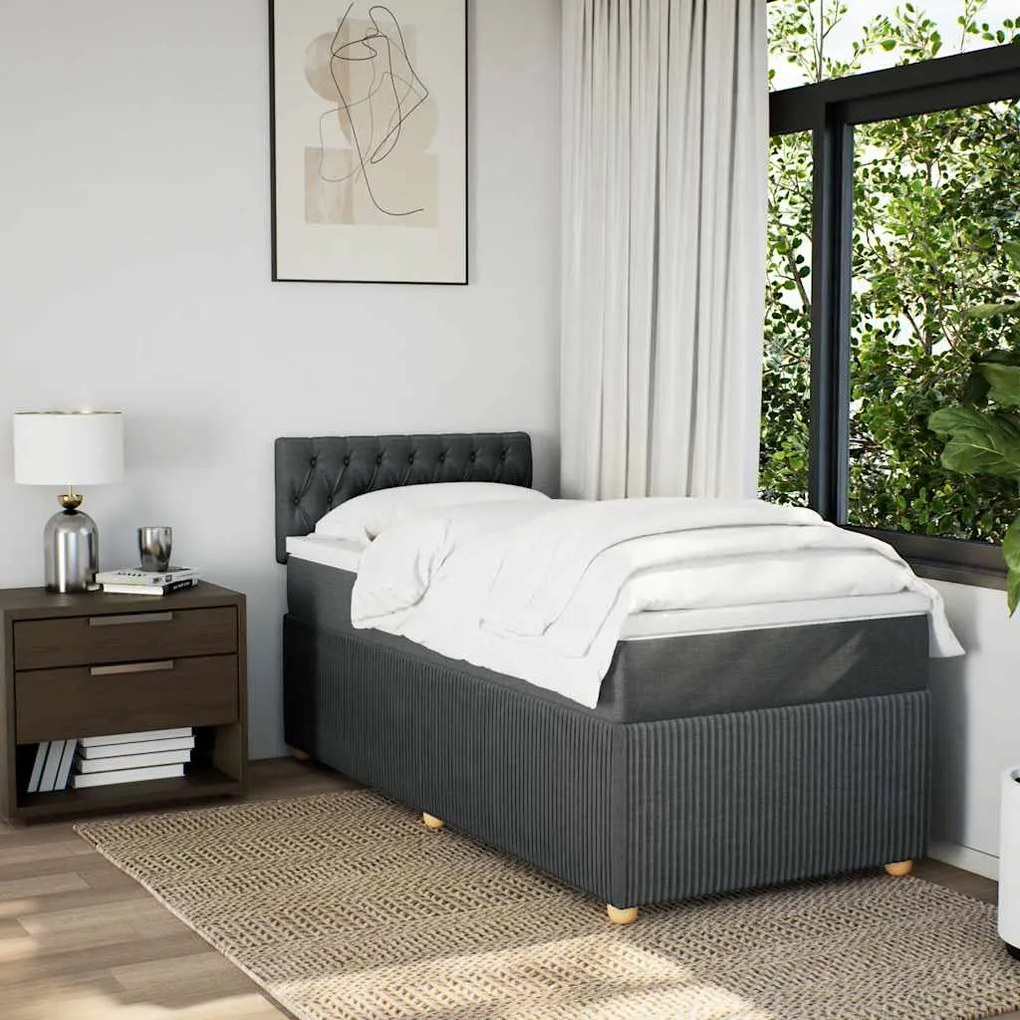 Box spring postel s matrací tmavě šedá 90x200 cm textil 3287347
