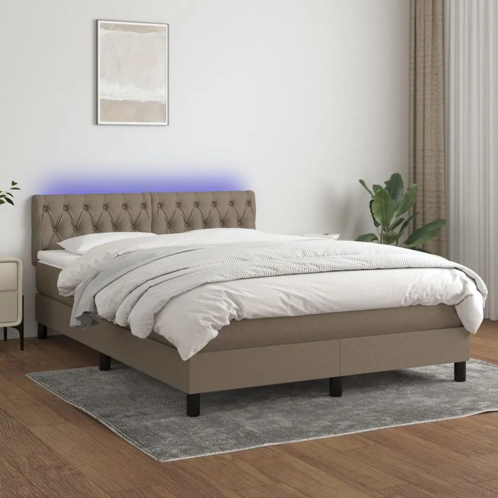 Box spring postel s matrací a LED taupe 140x190 cm textil 3133393