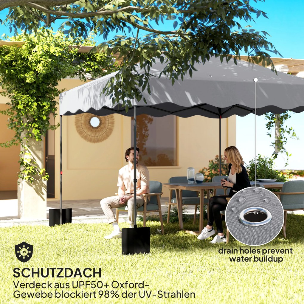 Outsunny 3 x 3 m rozkládací pavilon, nastavitelný zahradní stan, s rolovacím pouzdrem, pro zahradu, terasu, kov, látka, světle šedá