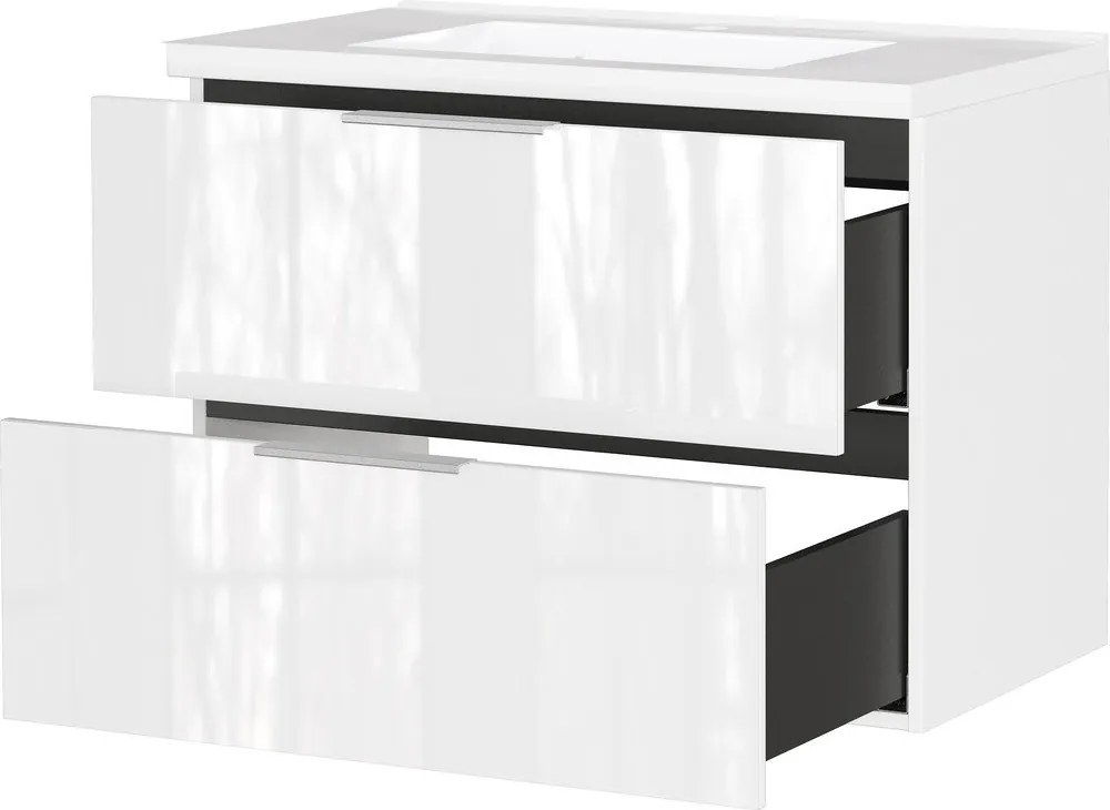 Bílá lesklá závěsná skříňka pod umyvadlo 81x61 cm Celano – Germania