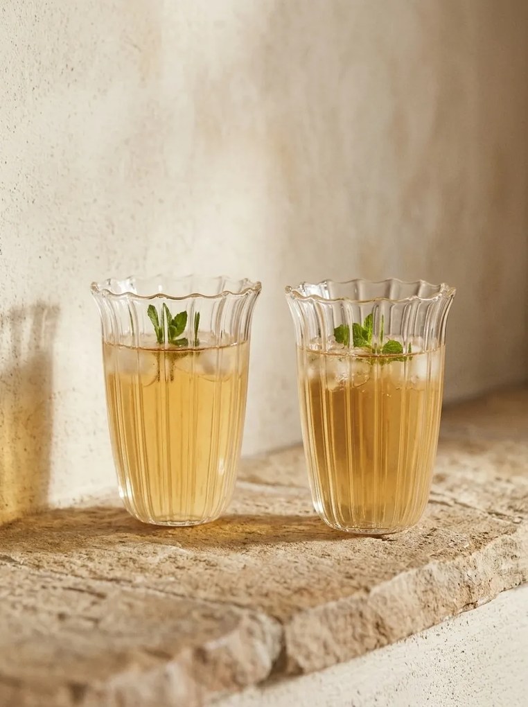 Sinsay - Sklenice s žebrováním a vlnitým okrajem 2 pack - clear