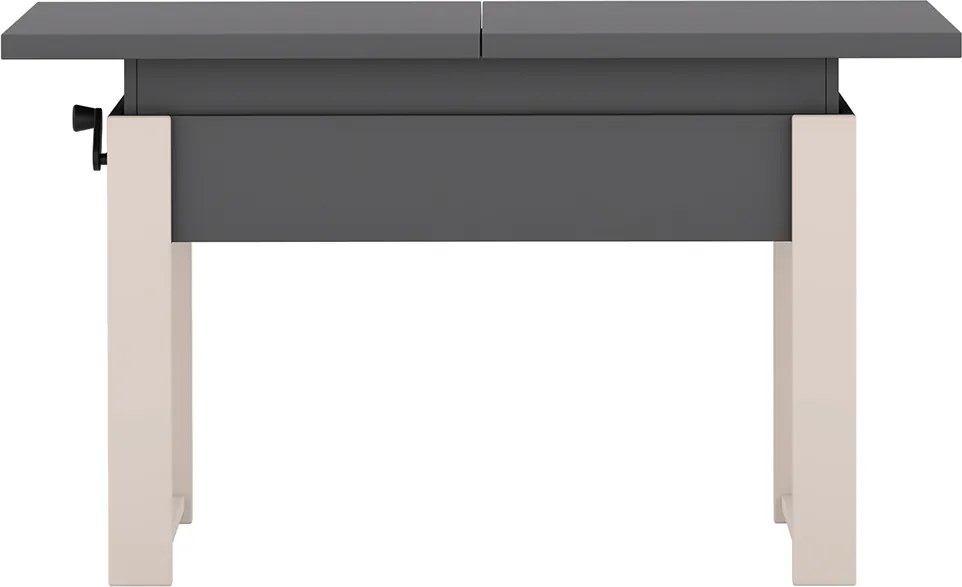 Rozkládací polohovací konferenční stolek HOGO 3v1 | 120-157x62,5-74,5x67 cm | síla horní desky 32 mm | tmavě šedá/nohy kašmír