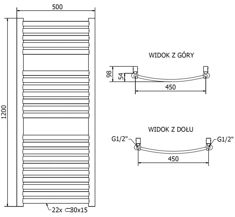 Mexen Helios, topné těleso 1200 x 500 mm, 448 W, zlatá, W103-1200-500-00-50