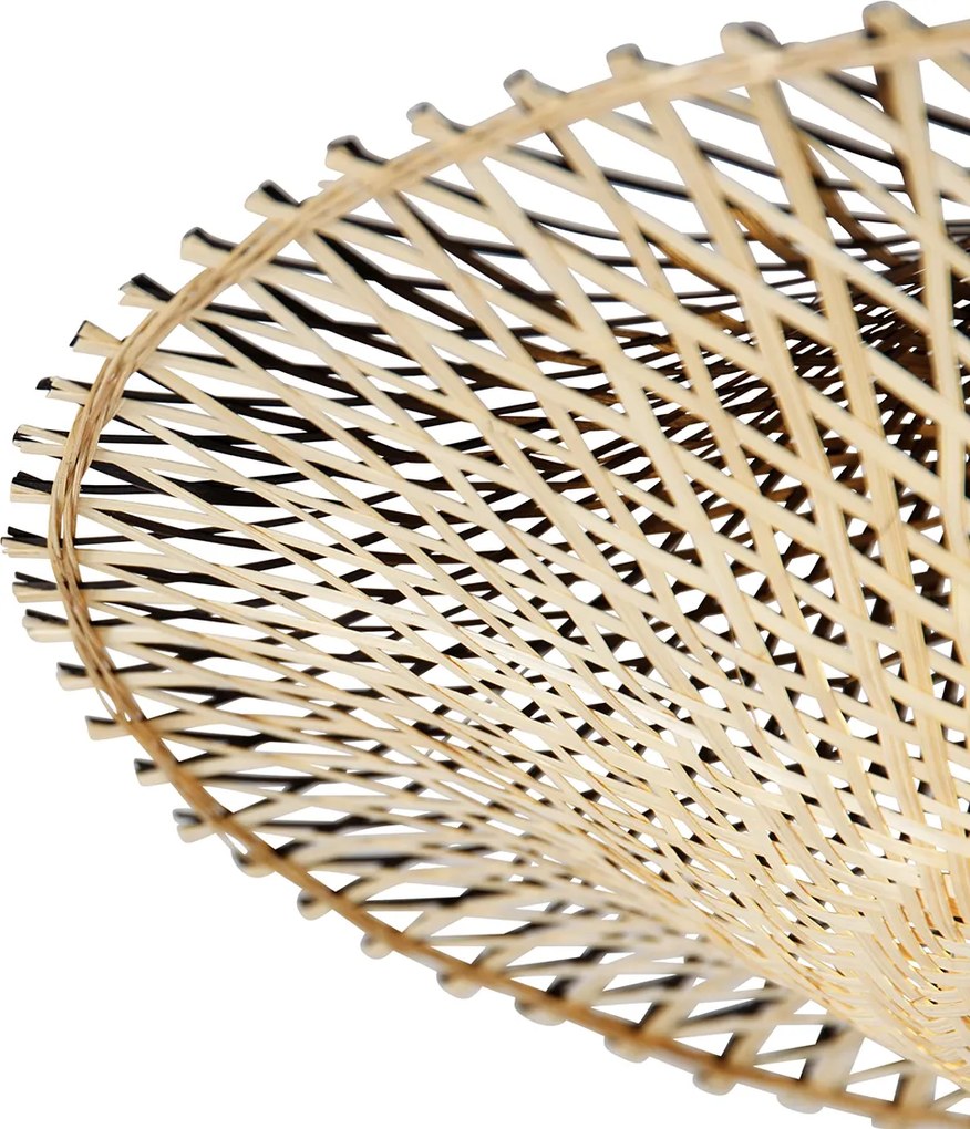 Moderní oblouková lampa bílá orientální stínidlo s bambusem 50 cm - XXL Rina
