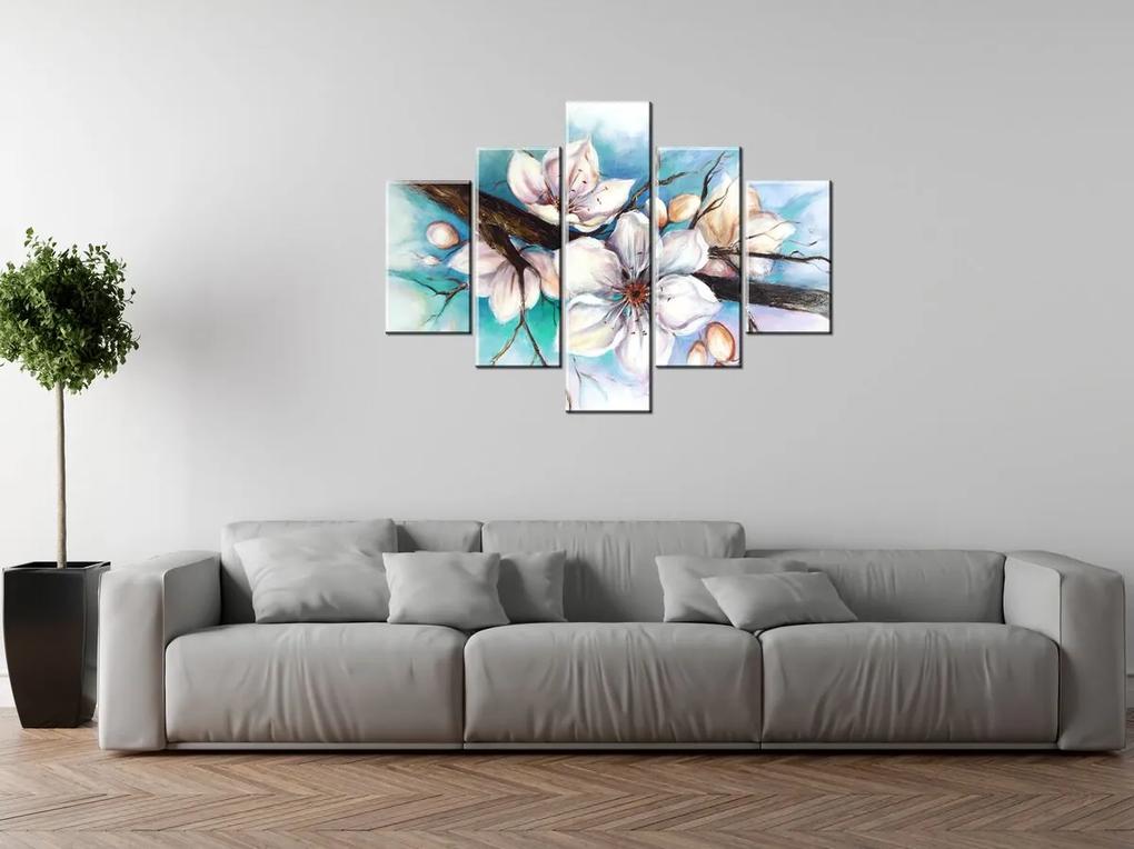 Gario Ručně malovaný obraz Pupeny višně - 5 dílný Rozměry: 100 x 70 cm