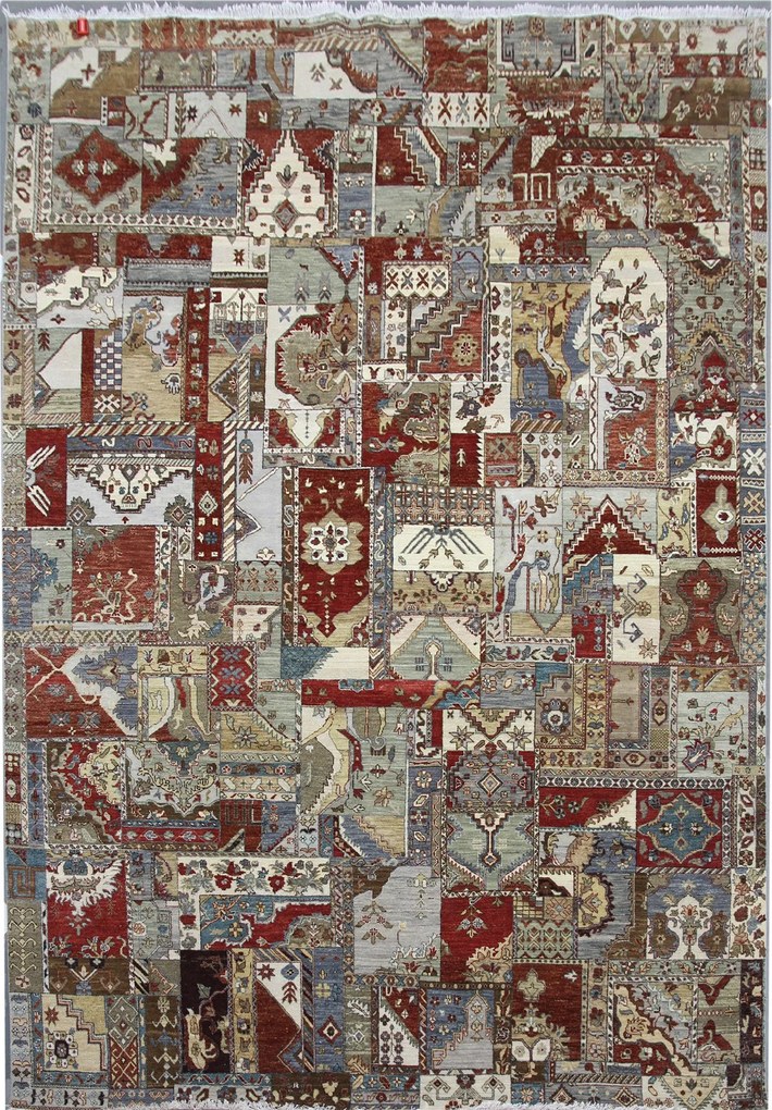 Ručne viazaný kusový koberec Diamond DC-PATCH RED MULTI, 245x305, viacfarebná, chodba / predsieň, Diamond Carpets India