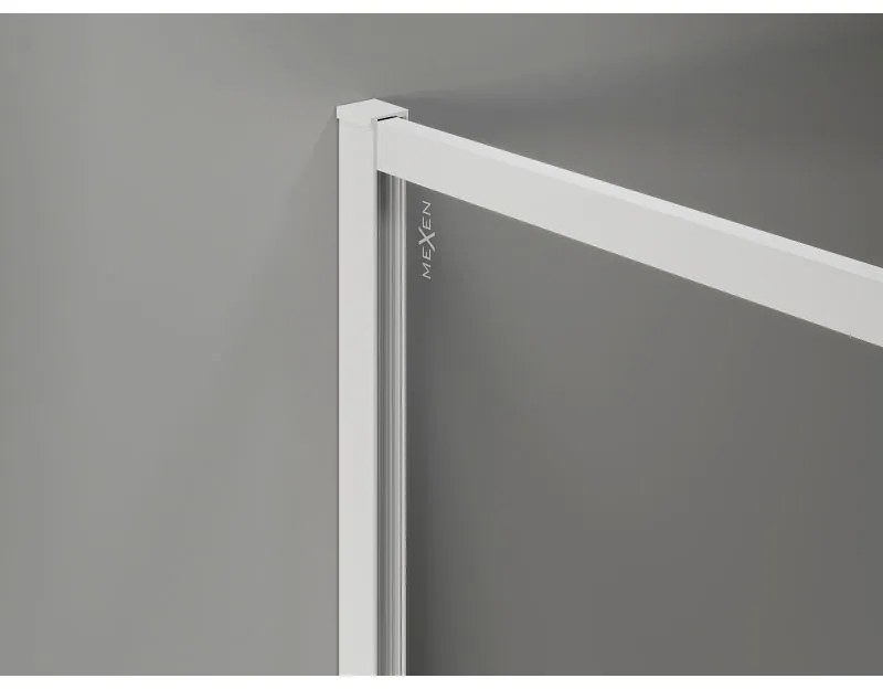 Mexen, Mexen Kioto-XF sprchová stěna s rámem 140 x 202 cm, matná 10 mm, bílá - 800-140-104-20-30-X