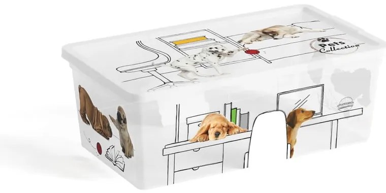 Bílý plastový úložný box s víkem 34x19x12 cm C Box Style – KIS Biano.cz