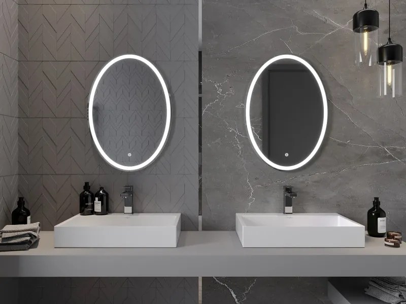 Mexen Elz, LED koupelnové zrcadlo s podsvícením 50 x 70 cm, 6000K, ochrana proti zamlžování, 9802-050-070-611-00