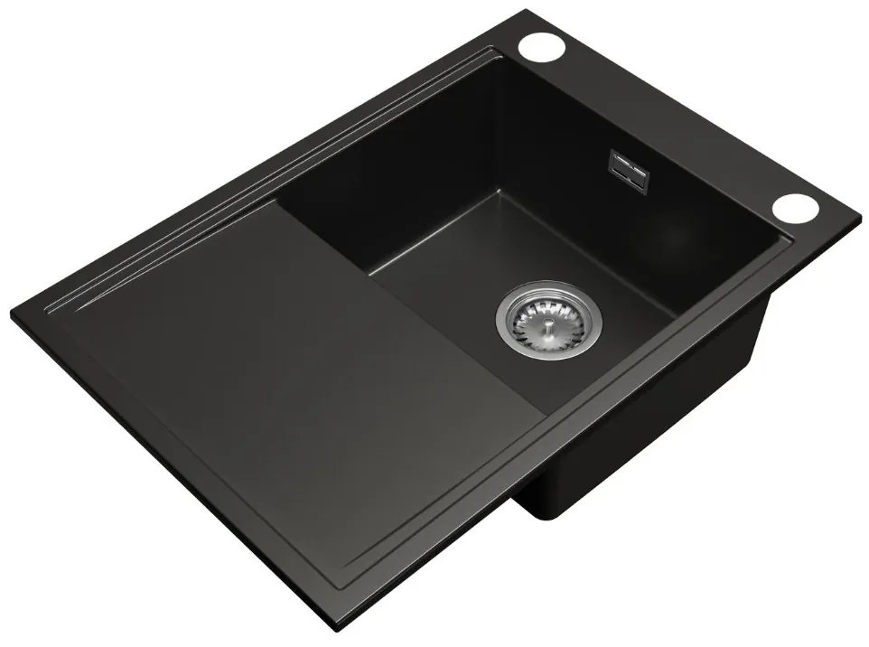 Gamma Design 7050, 1-komorový granitový dřez 700x480x205 mm, černá, GMA-ZLE000129