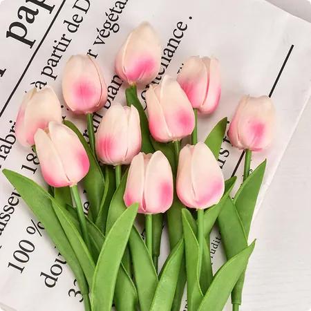 Bytová dekorace - kytice umělých tulipánů - 15 kusů Barva: 10 lososová