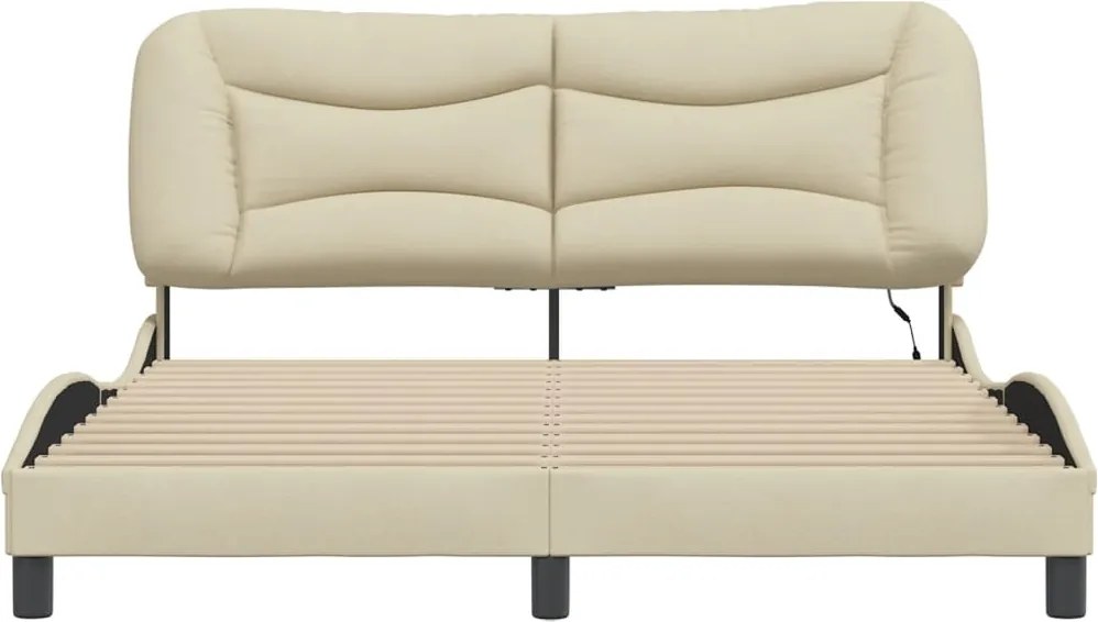 Rám postele s LED bez matrace Hvar Cream 160x200 cm Látka 3213716