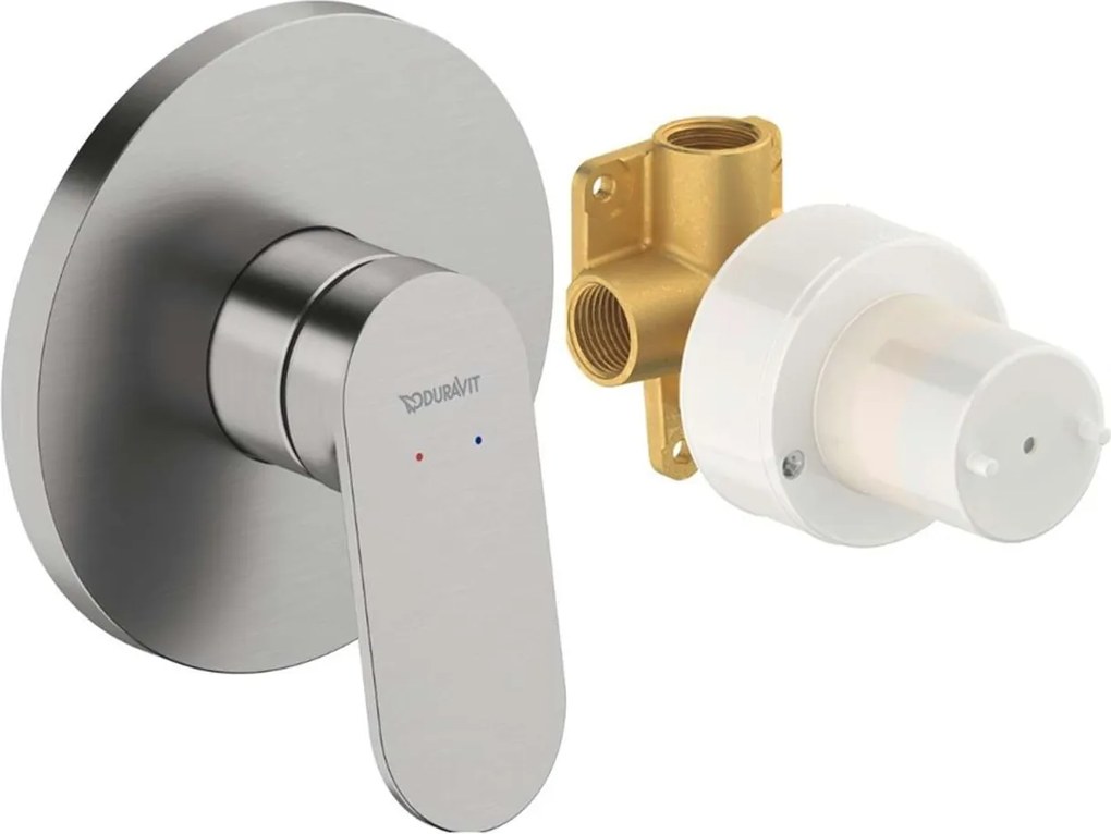 Duravit Wave - Sprchová baterie pod omítku, s tělesem, kartáčovaný nerez WA4210007070