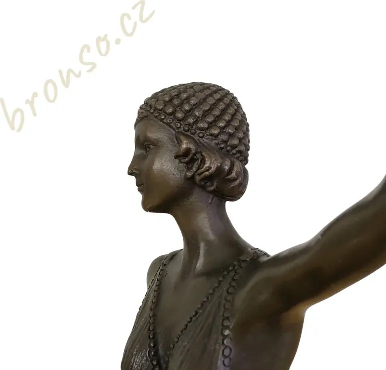 Art Deco bronzová socha – elegantní tančící žena