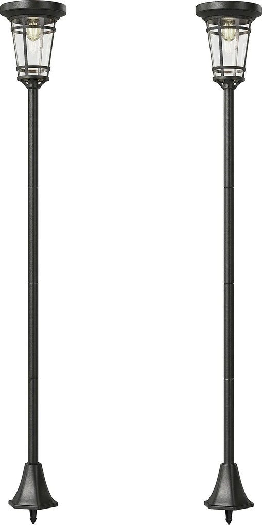 Outsunny Solární lucerna sada 2 stojacích lamp 180 cm s nastavitelnou výškou a 2 režimy jasu, spínač se světelným senzorem, IP44