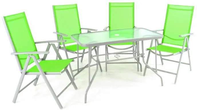 Garthen 40990 Zahradní skládací set stůl + 4 stohovatelné židle - zelená
