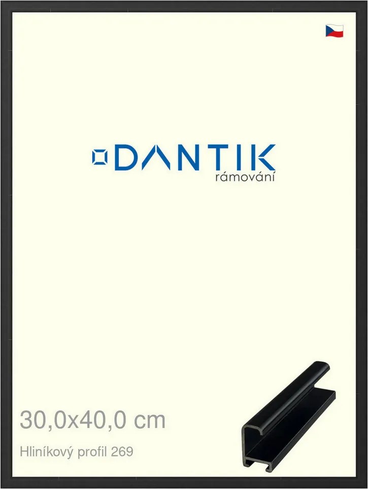 DANTIK rámeček 30x40 | ALU profil 7269 Černá matná (Plexi Čiré)