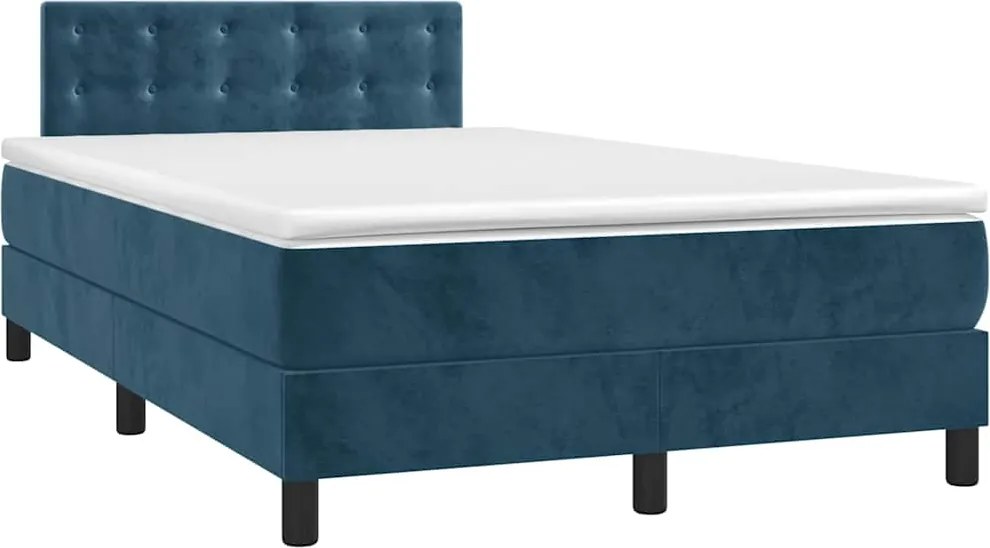 Box spring postel s matrací a LED tmavě modrá 120x200 cm samet 3134637