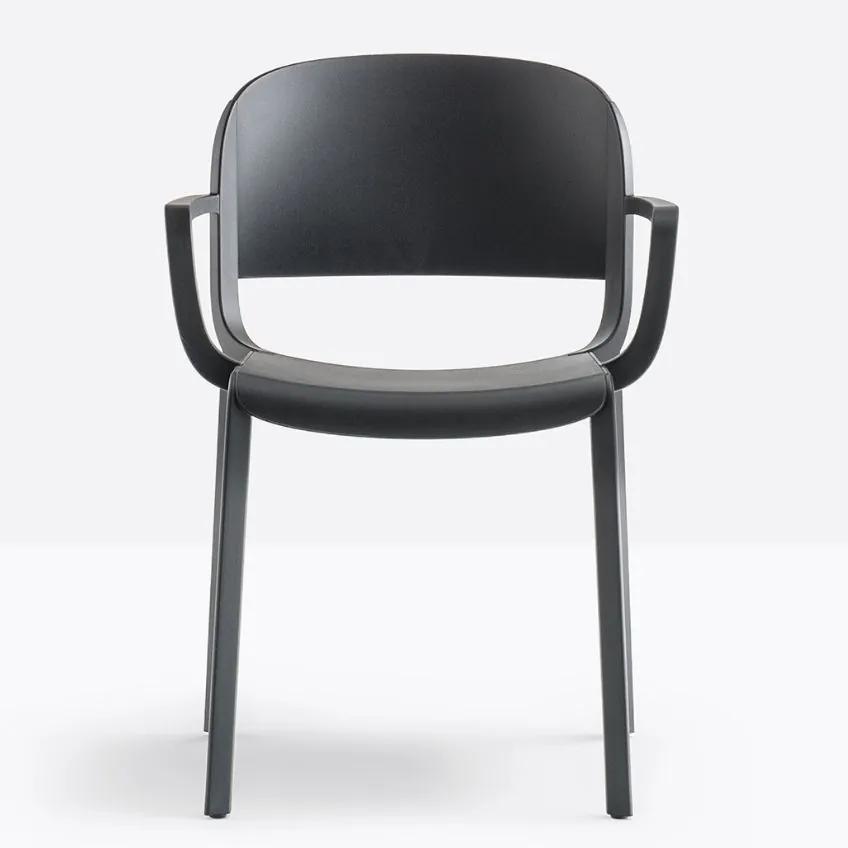 Pedrali Černá plastová jídelní židle Dome 265 s područkami