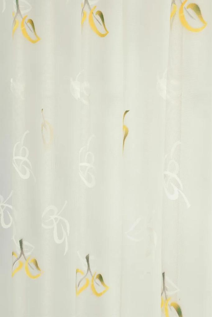 Záclona žakárová nebo balkonový komplet, Žlutě olivové listy metráž, smetanová, 250 cm