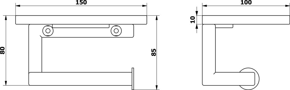 Sapho, SKA Držák toaletního papíru s poličkou 15x8x10cm, černá matná/dub, SKA421