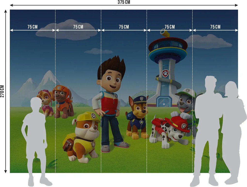 Dětská vliesová fototapeta na zed' Tlapková Patrola Čeká na Poplach | 375 x 270 cm | DFTDNXXL5075