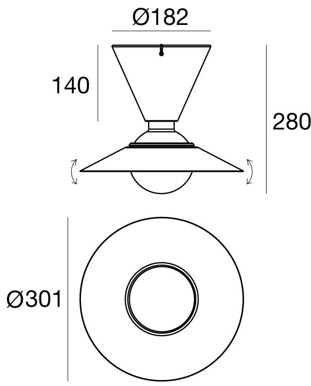 Stilnovo 8969 Fante, červené stropní retro svítidlo, 1x11W LED E27, prům. 30cm