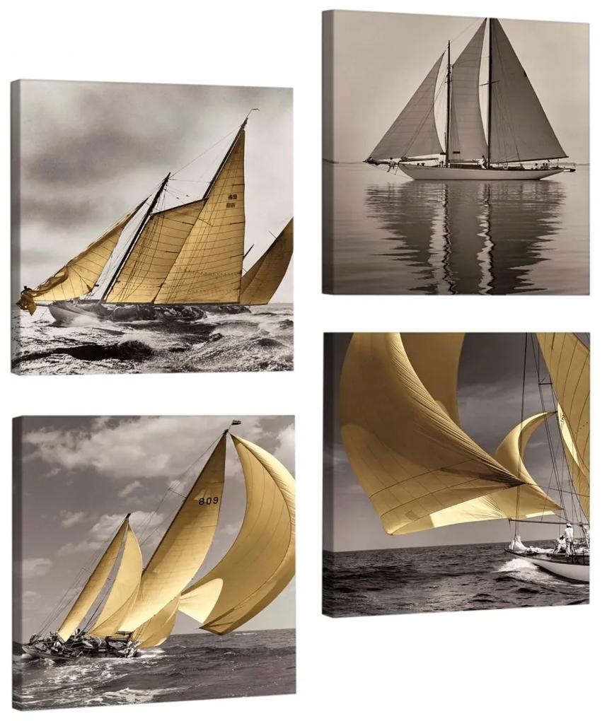 Sada obrazů Boats 4 ks 33x33 cm